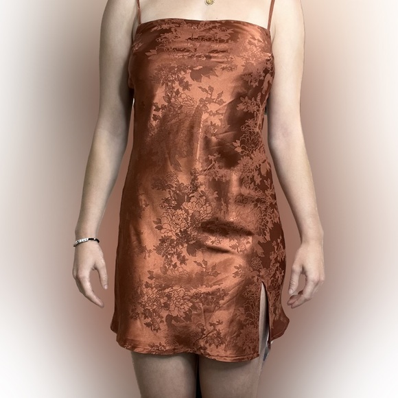 Dresses | Brown Mini Slit Dress | Poshmark